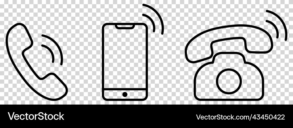 Ringing phone line icons set smartphone Royalty Free Vector