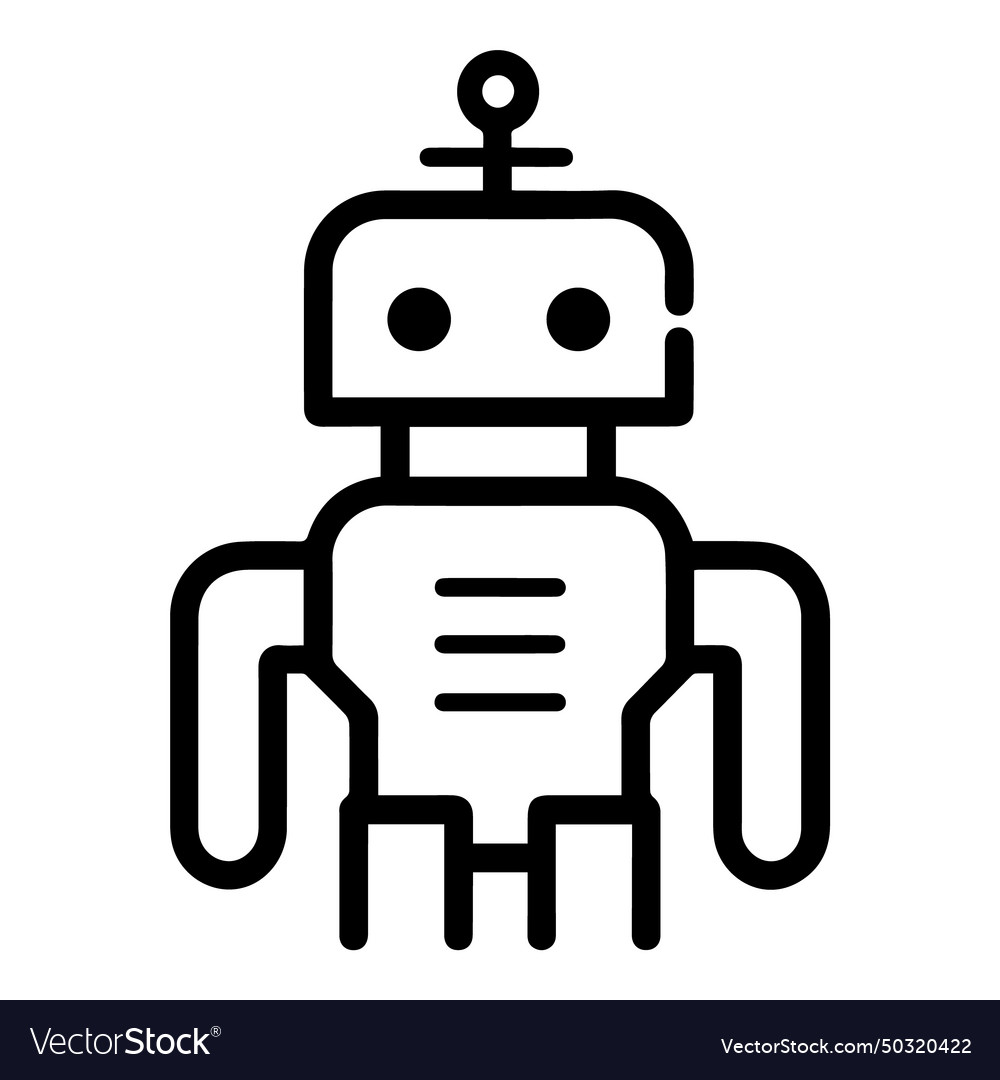 Robot flat icon isolated on white background Vector Image