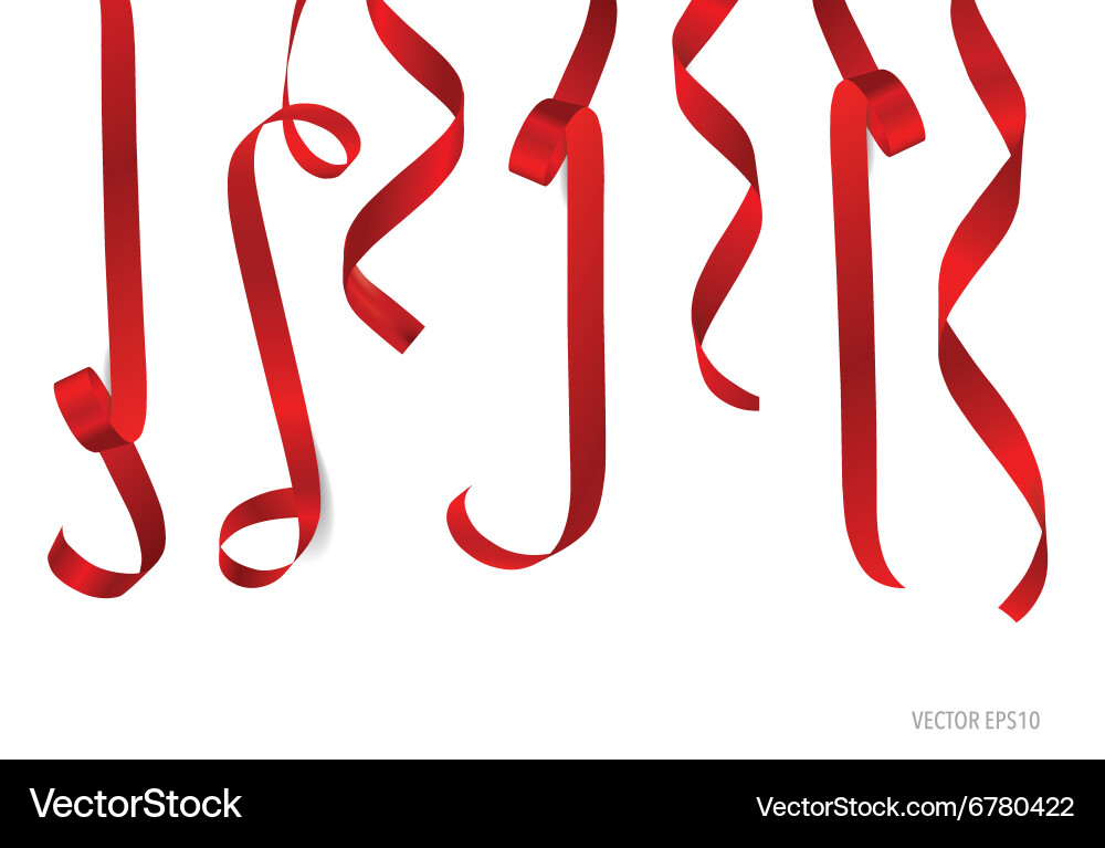 Shiny red ribbon on white background with copy Vector Image