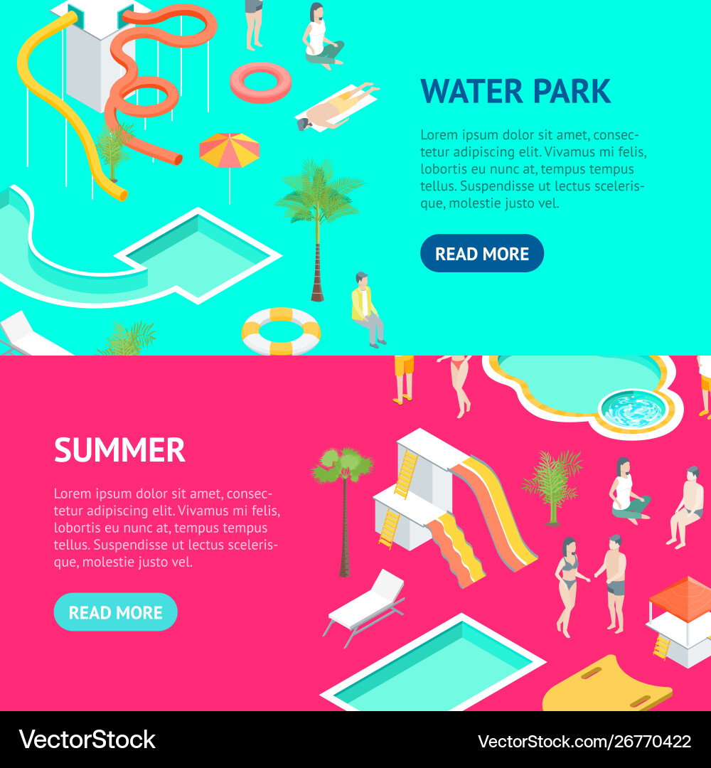 Territory water park concept banner horizontal Vector Image
