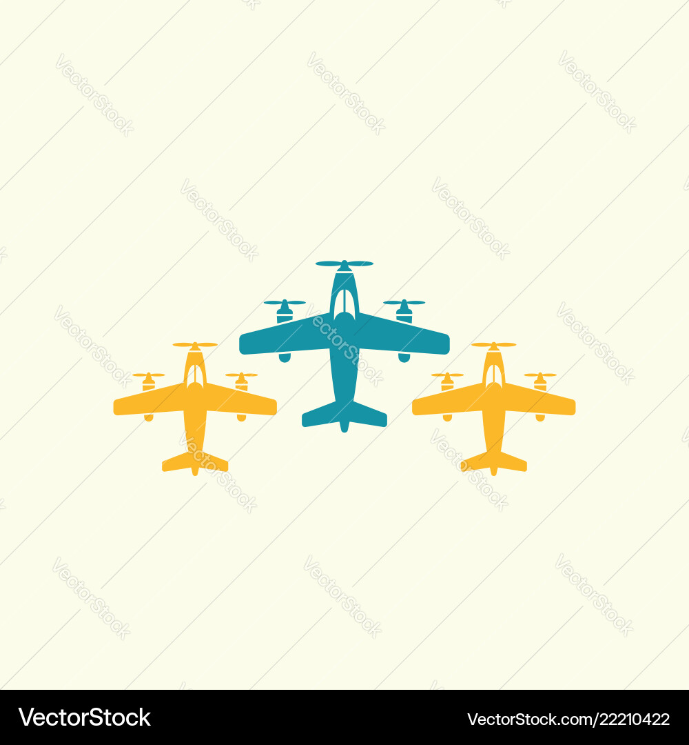 Three flying airplane isolated icons Royalty Free Vector