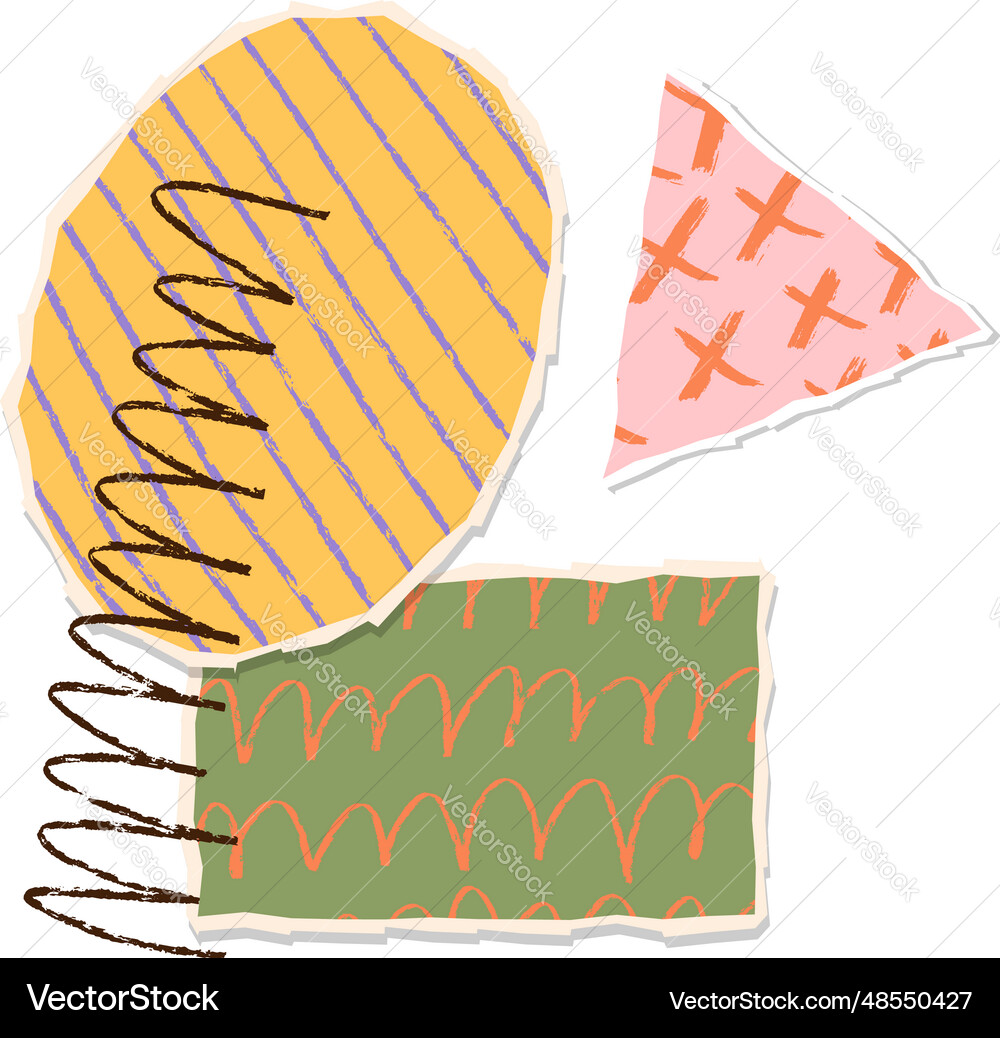 Abstract geometric shapes torn out paper collage Vector Image