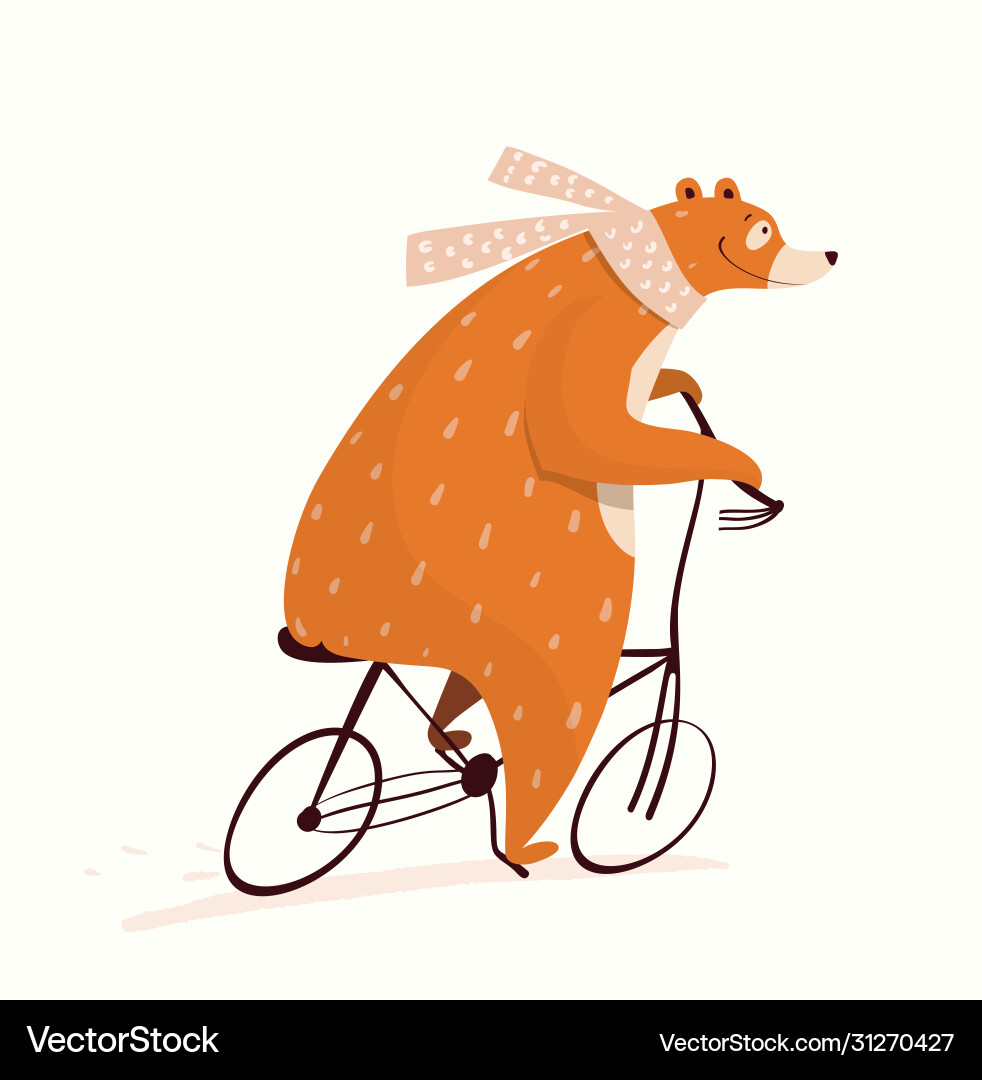 Adorable circus bear cycling riding bicycle Vector Image