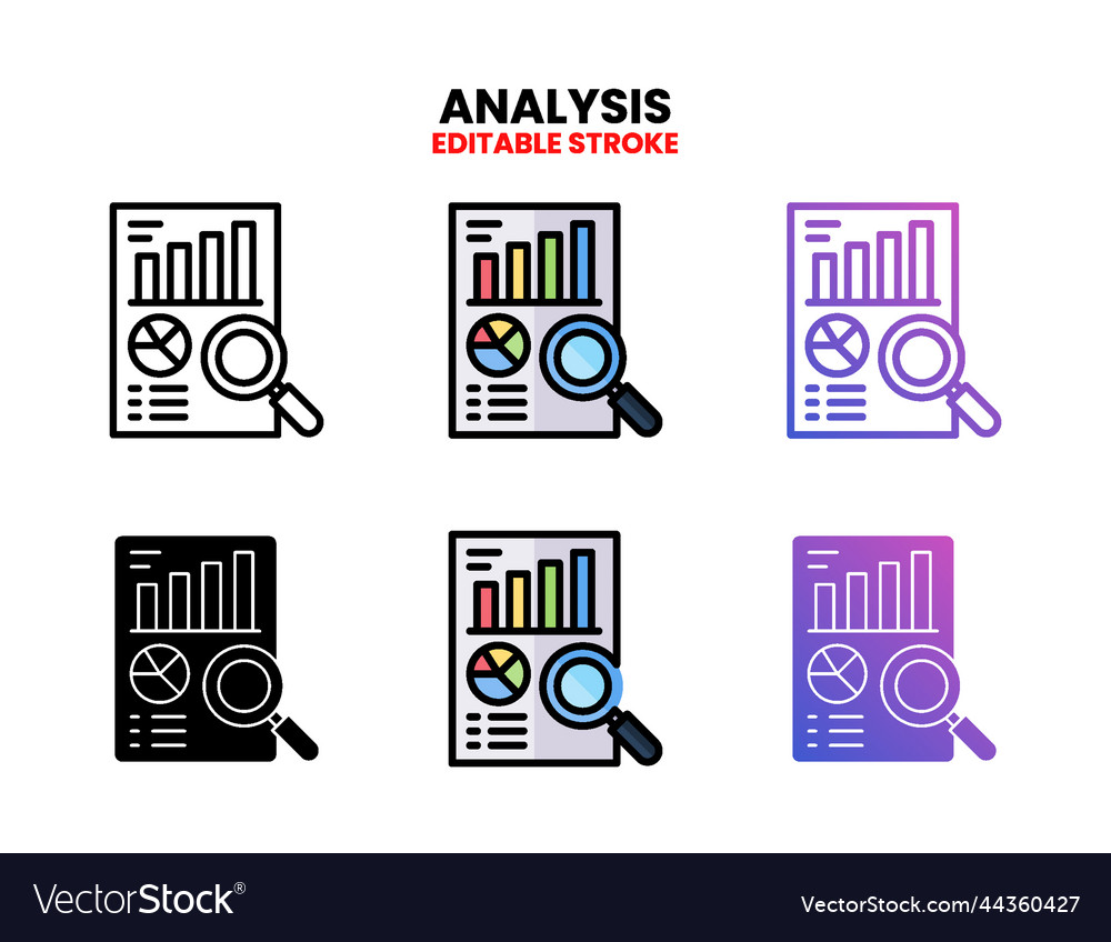 Analysis icon set with different styles Royalty Free Vector