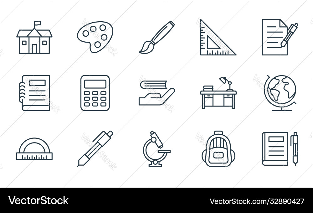 Education line icons linear set quality line set Vector Image
