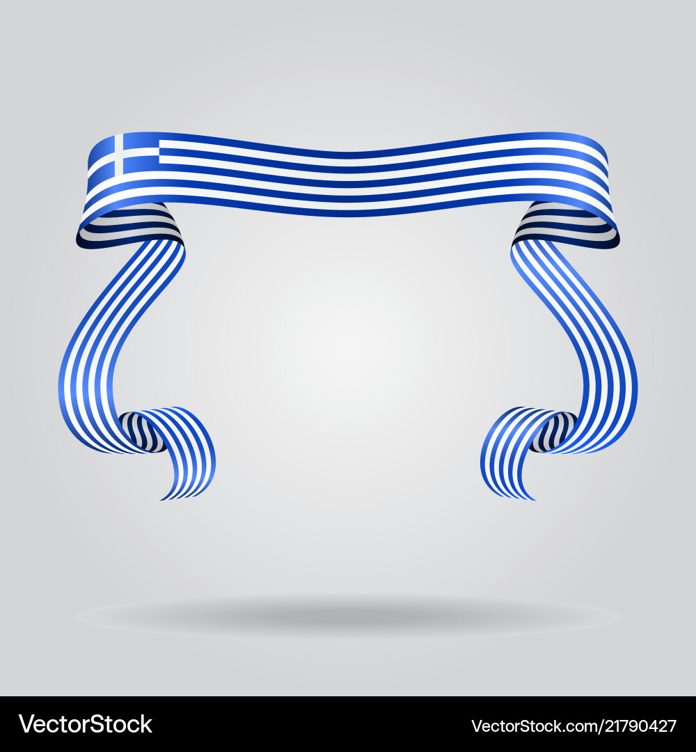 Greek flag wavy ribbon background Royalty Free Vector Image