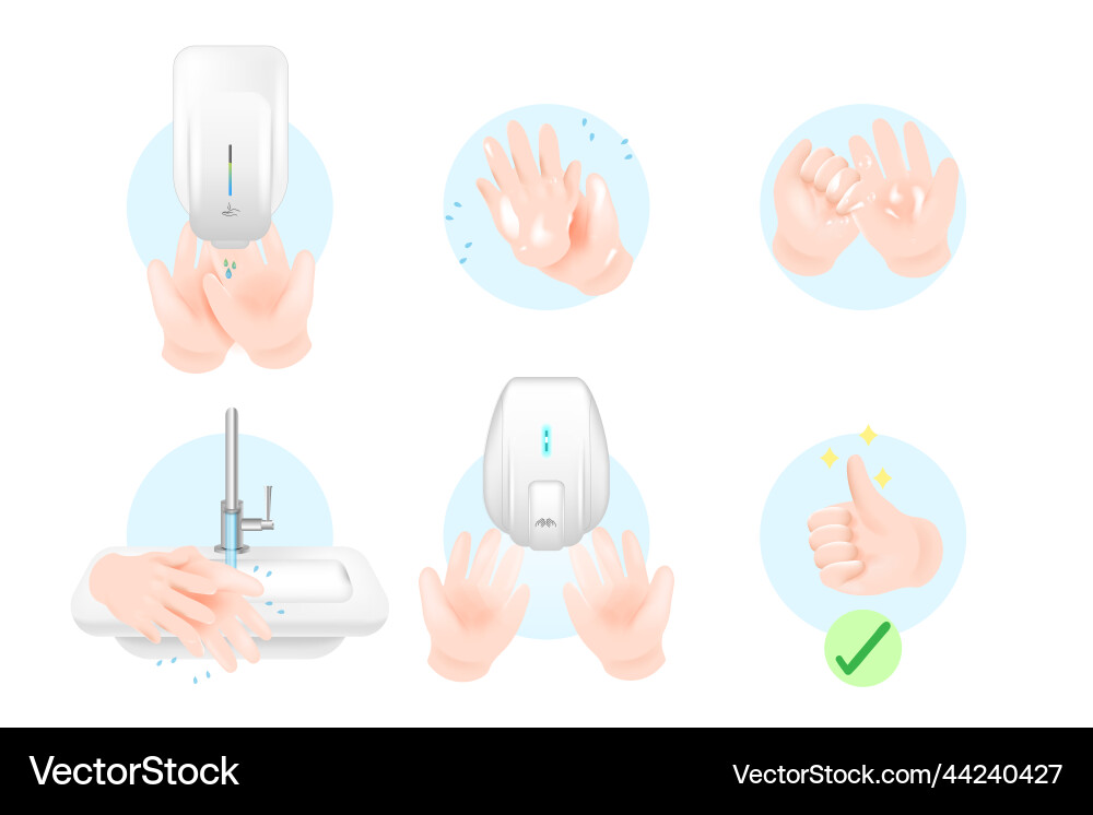 Hand washing cartoon style on white Royalty Free Vector