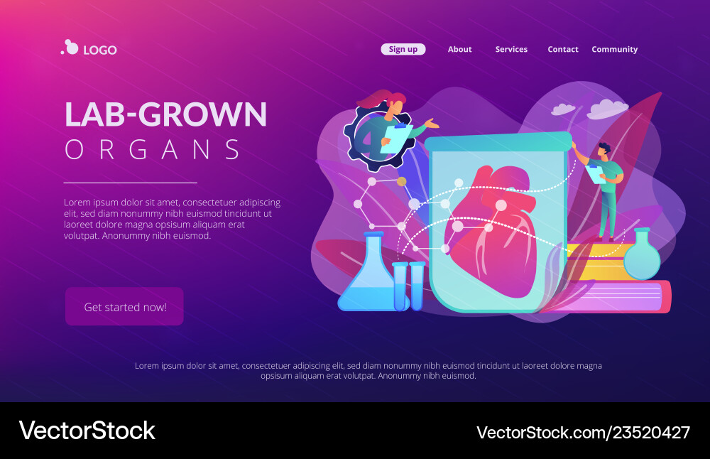 Lab-grown organs concept landing page Royalty Free Vector