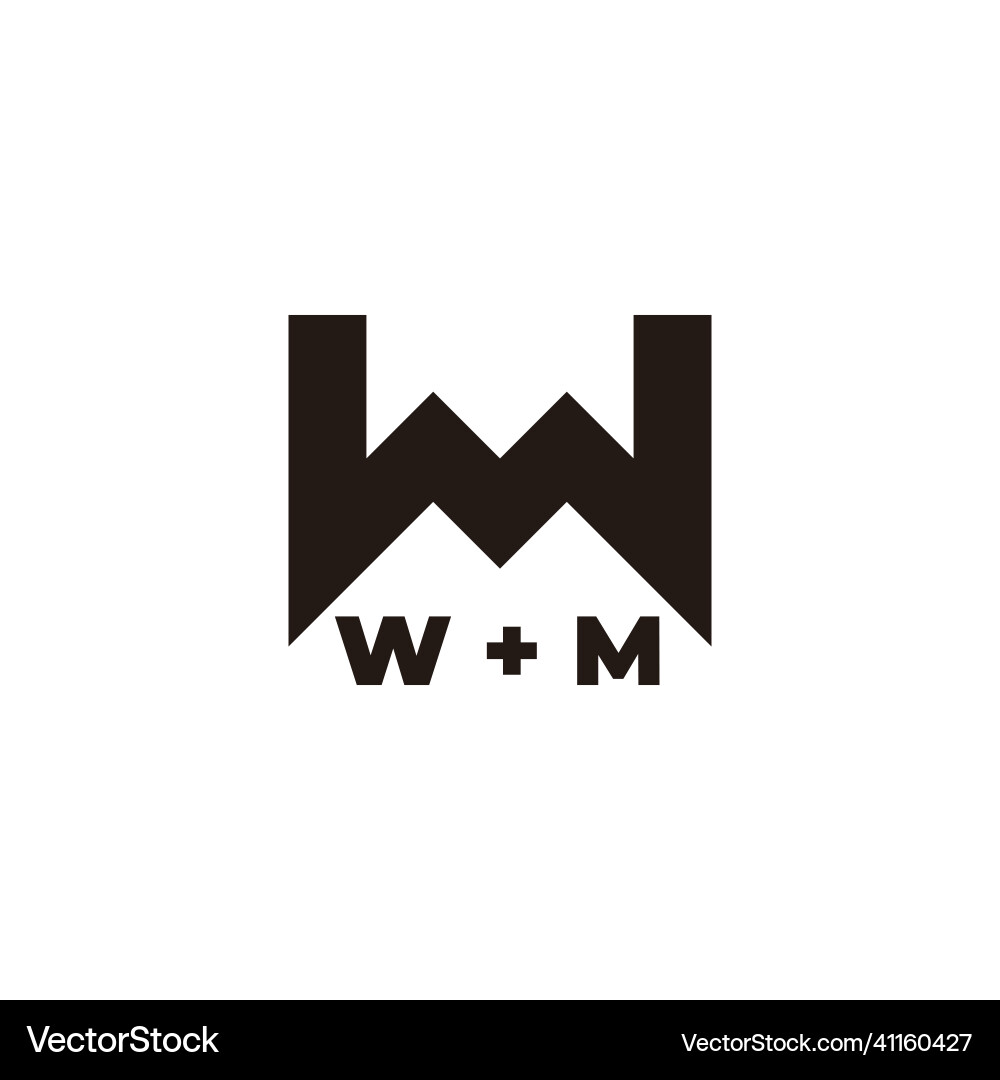 Letter wm simple linked line geometric style logo Vector Image