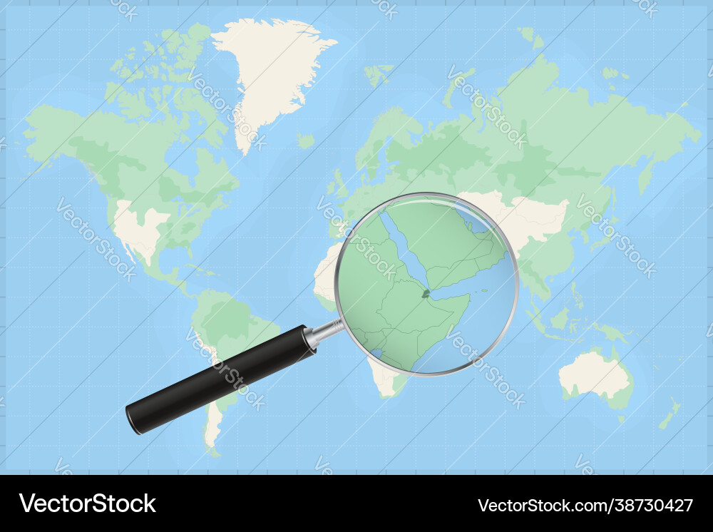 Map world with a magnifying glass on a Royalty Free Vector