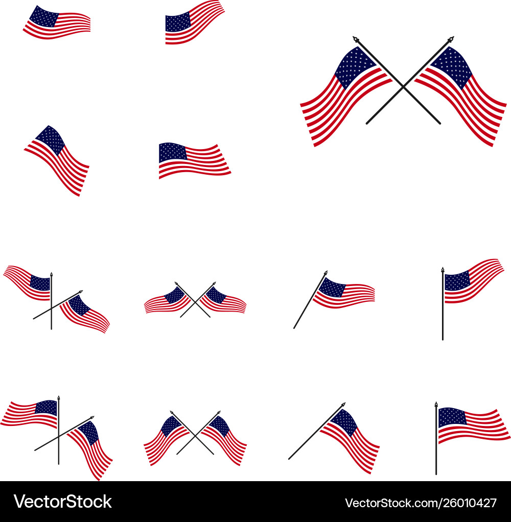 Set american flag design template icon symbol Vector Image