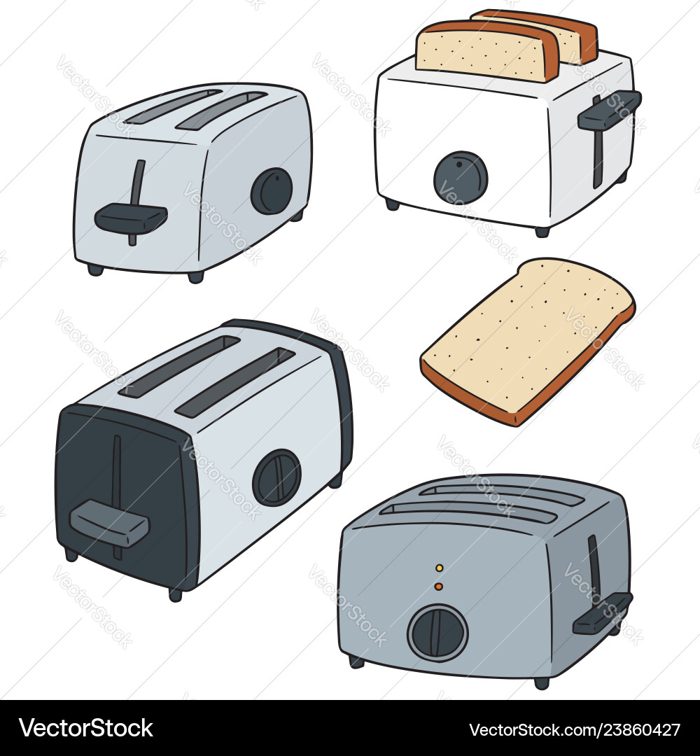 Set of bread and toaster Royalty Free Vector Image