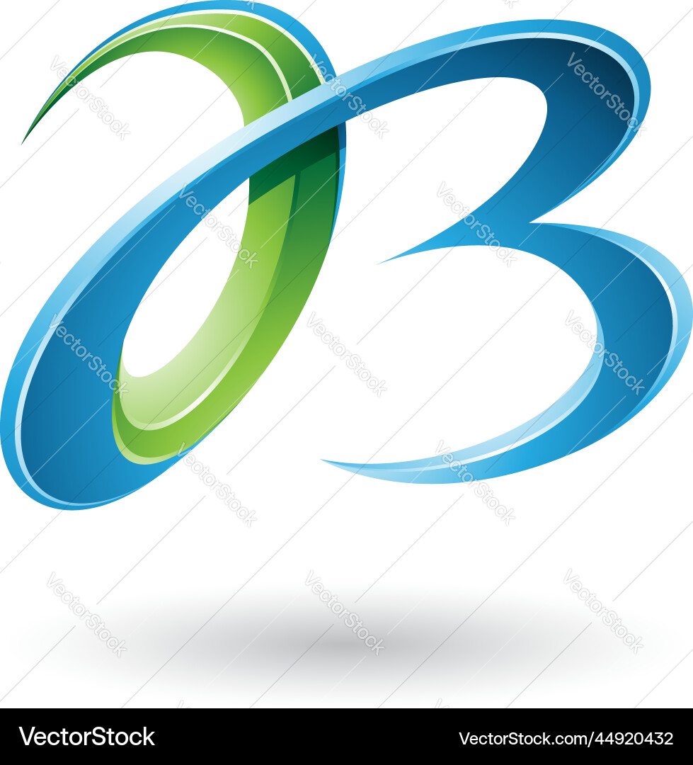 Blue and green 3d curly letters a and b Royalty Free Vector