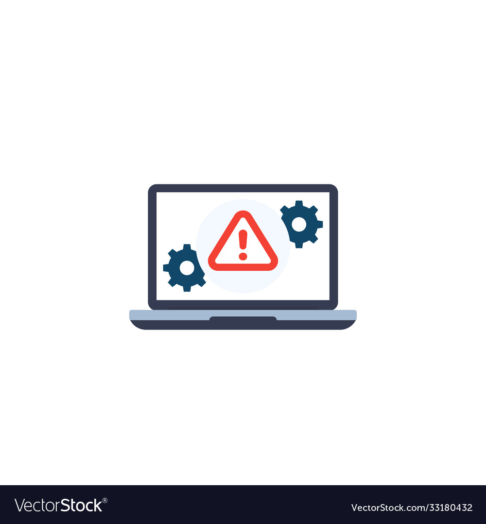 Error alert icon with laptop Royalty Free Vector Image