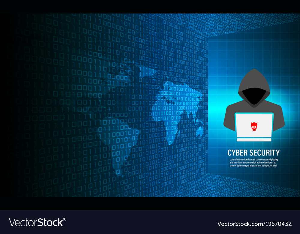 Hacker Working On Binary Code Background Vector Image 