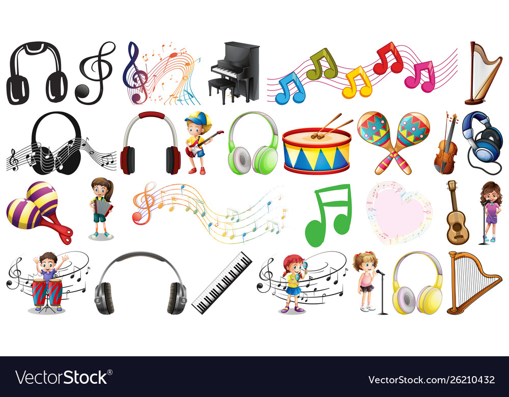 Set musical objects Royalty Free Vector Image - VectorStock