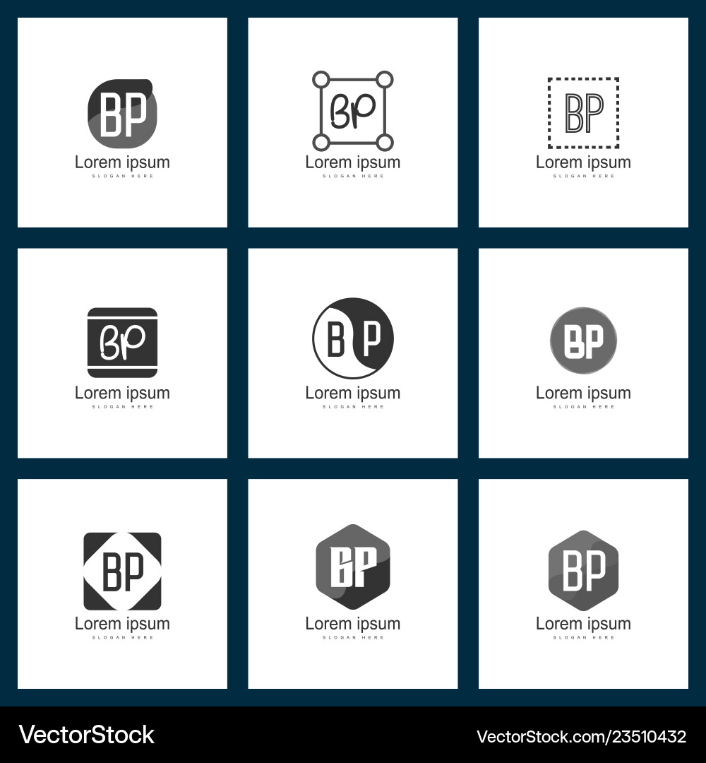 Set of letter logo initial bp template design Vector Image
