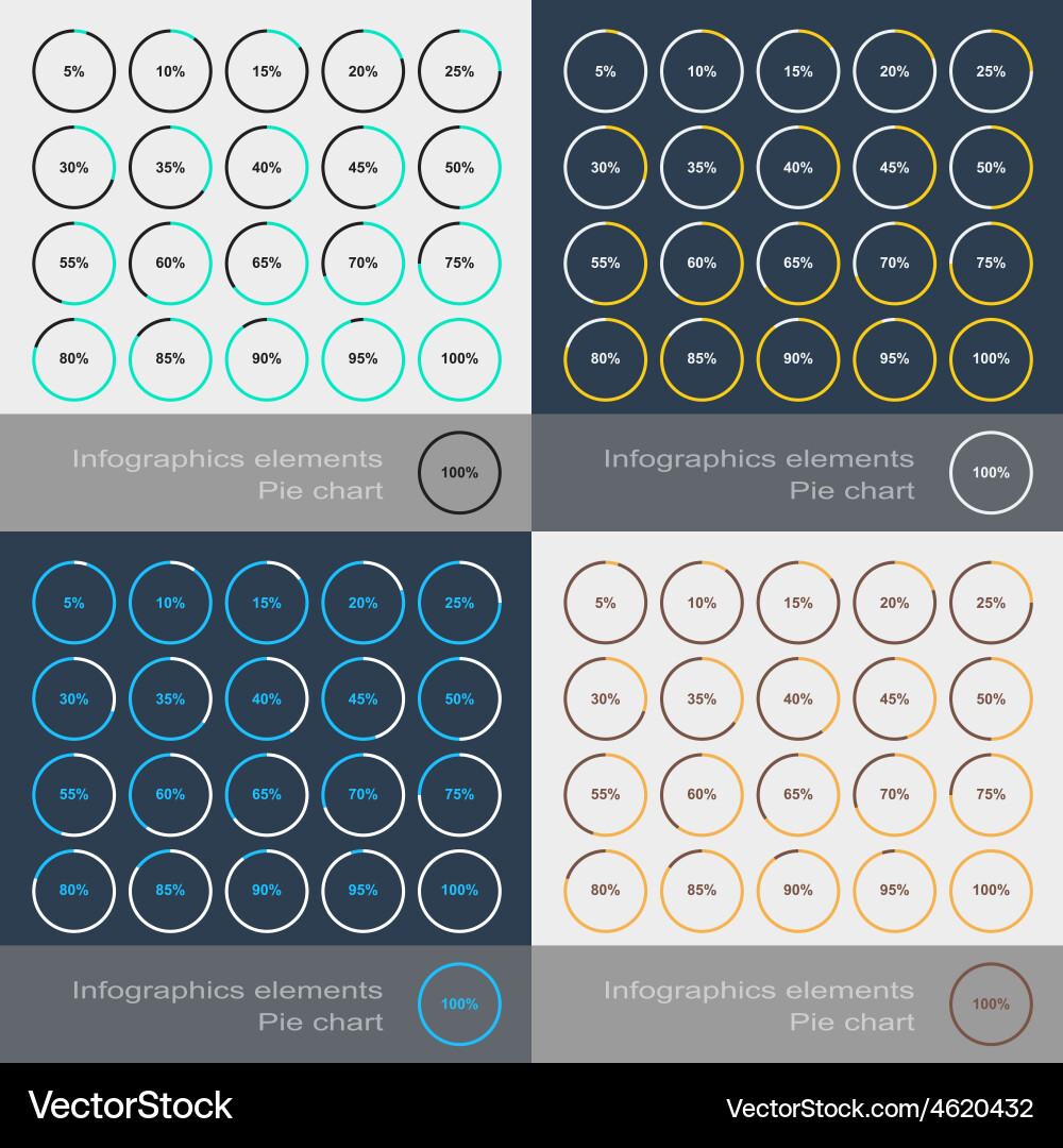 Set of the round segmented charts in flat style Vector Image