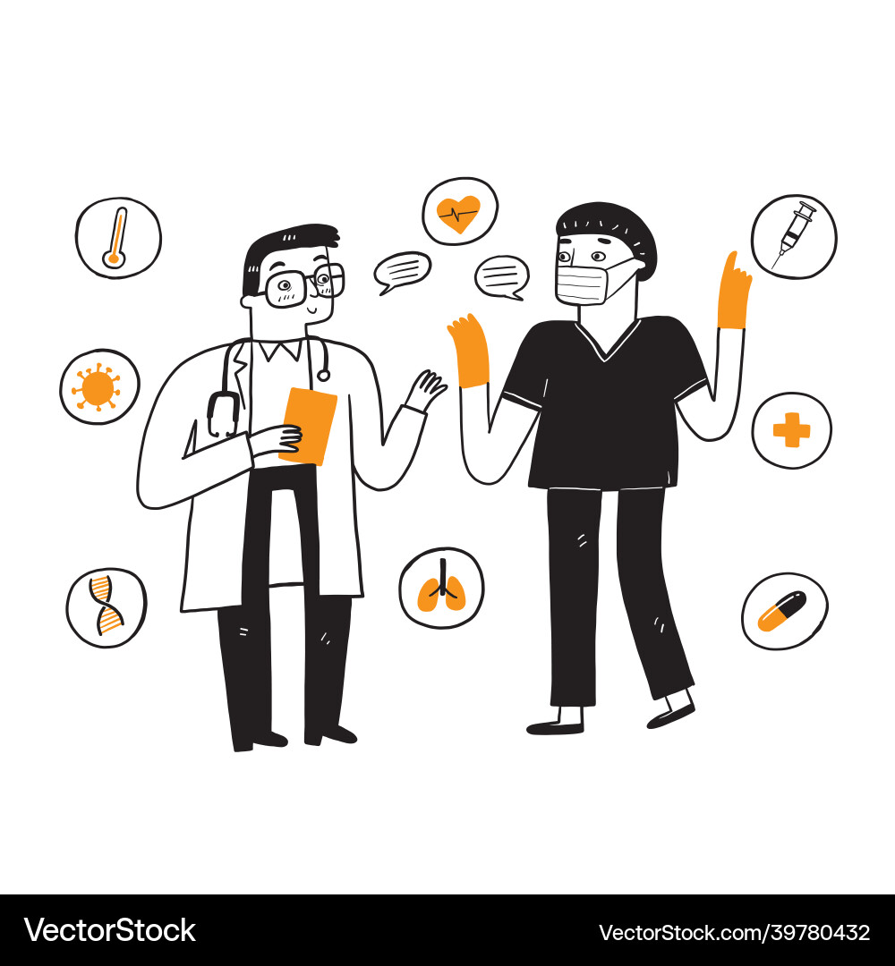 Two doctors are discussing how to treat Royalty Free Vector