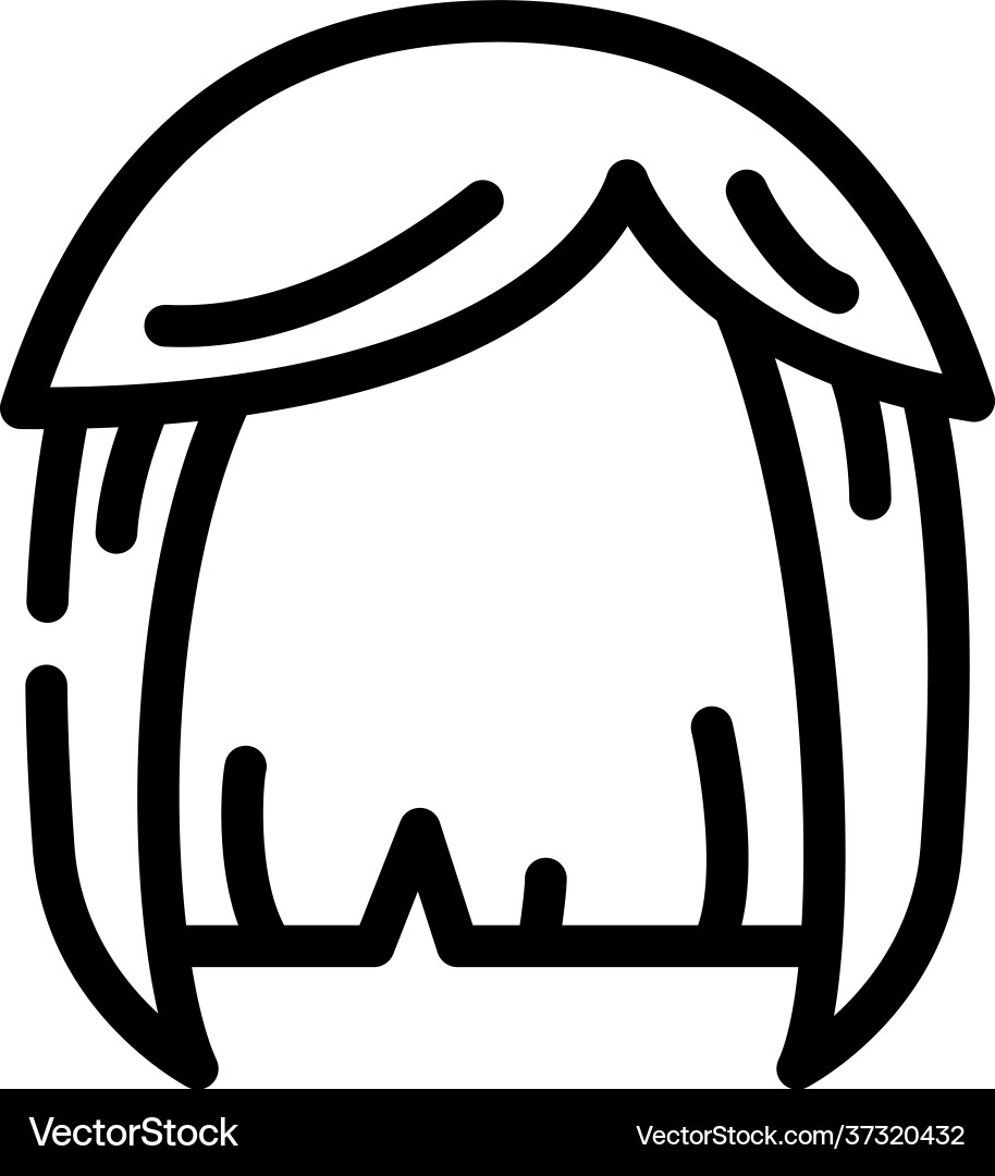 Wig hair line icon black Royalty Free Vector Image