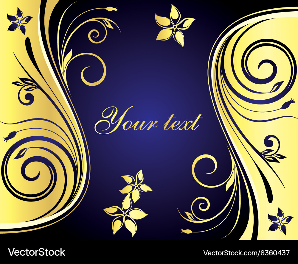 Blue and gold floral design Royalty Free Vector Image