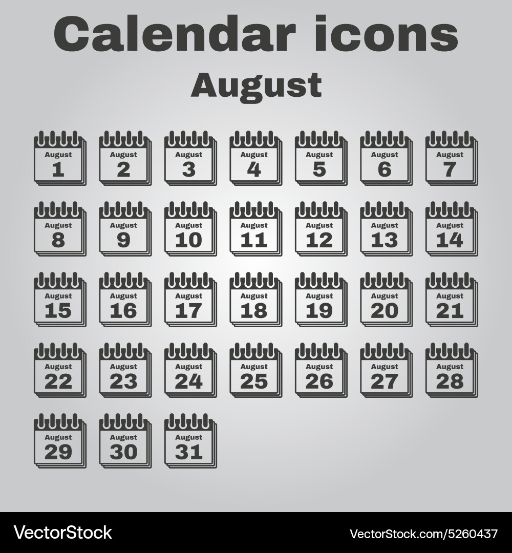 Calendar icon august symbol flat Royalty Free Vector Image
