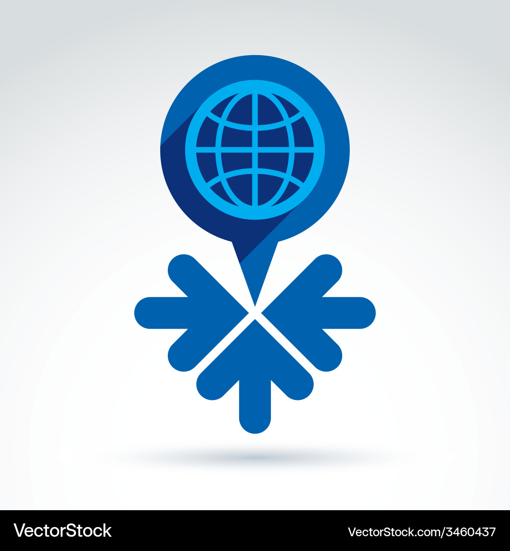 Global earth with arrows pointing into center icon