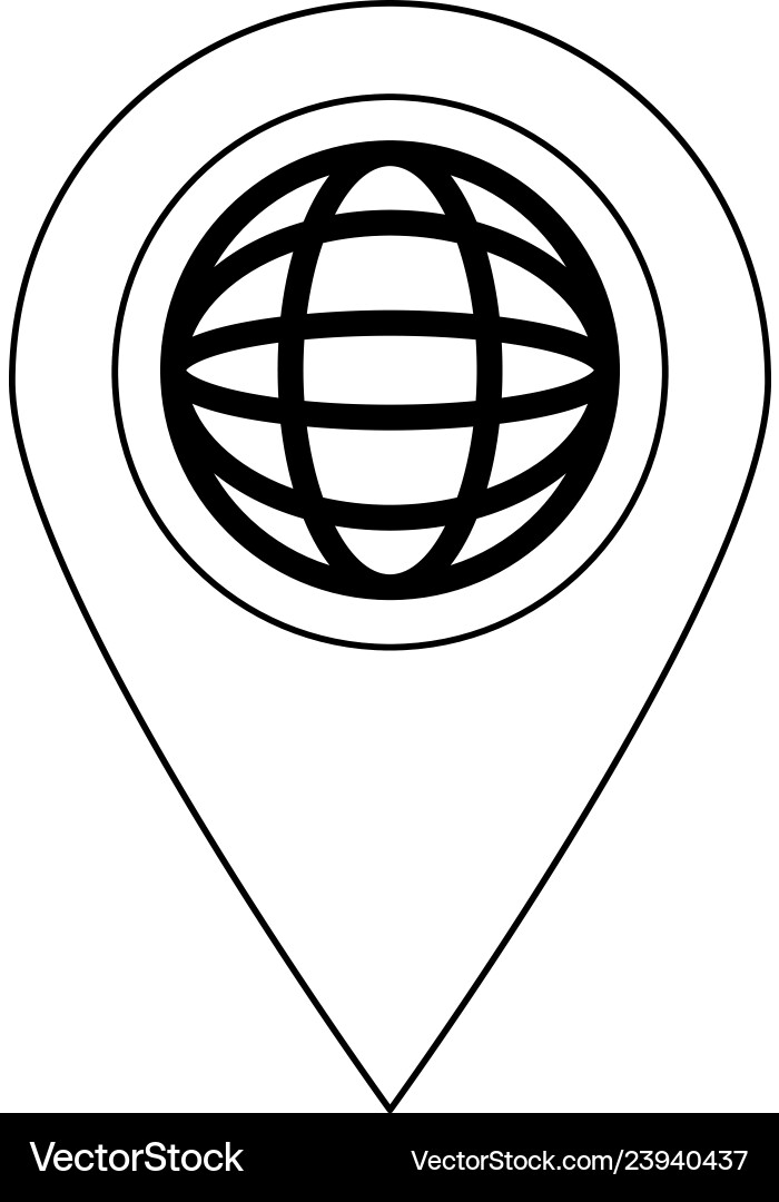 Global sphere location pin in black and white Vector Image