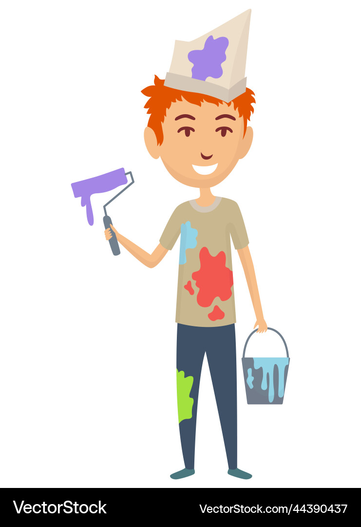 Kid profession painter cartoon young person Vector Image