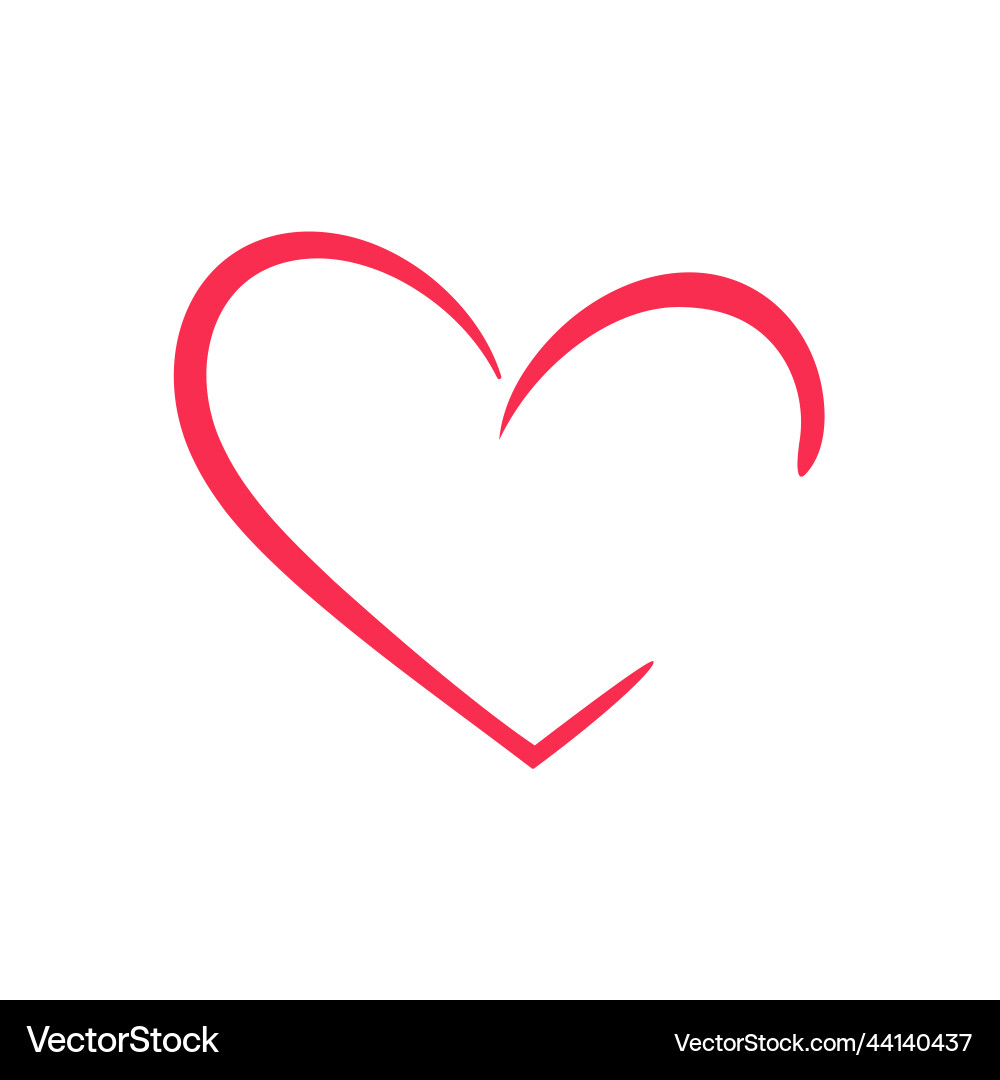 Red heart shaped hand drawn line drawing for Vector Image
