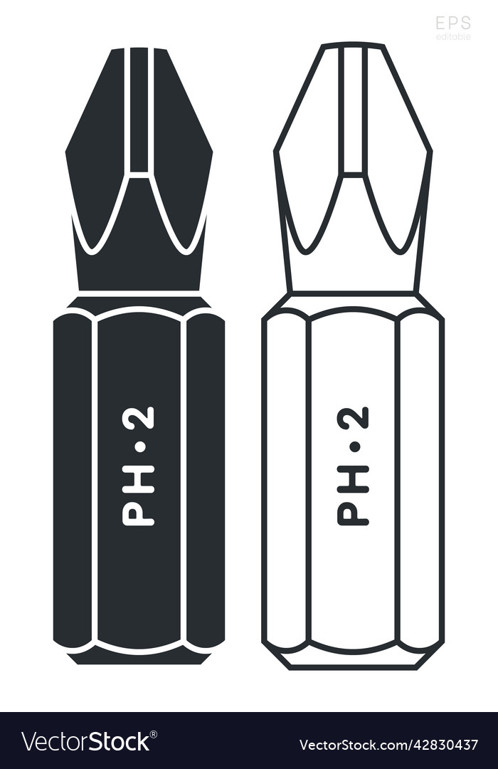 Screwdriver bits impact driver bits ph2 Royalty Free Vector