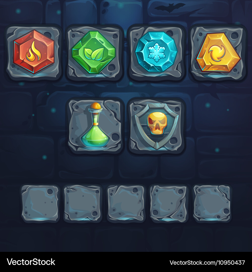 Set icons on the stone buttons Royalty Free Vector Image