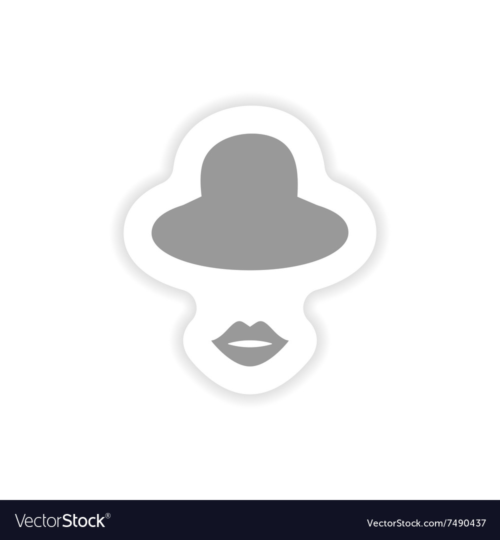Stylish Paper Sticker On White Background Hat Lips