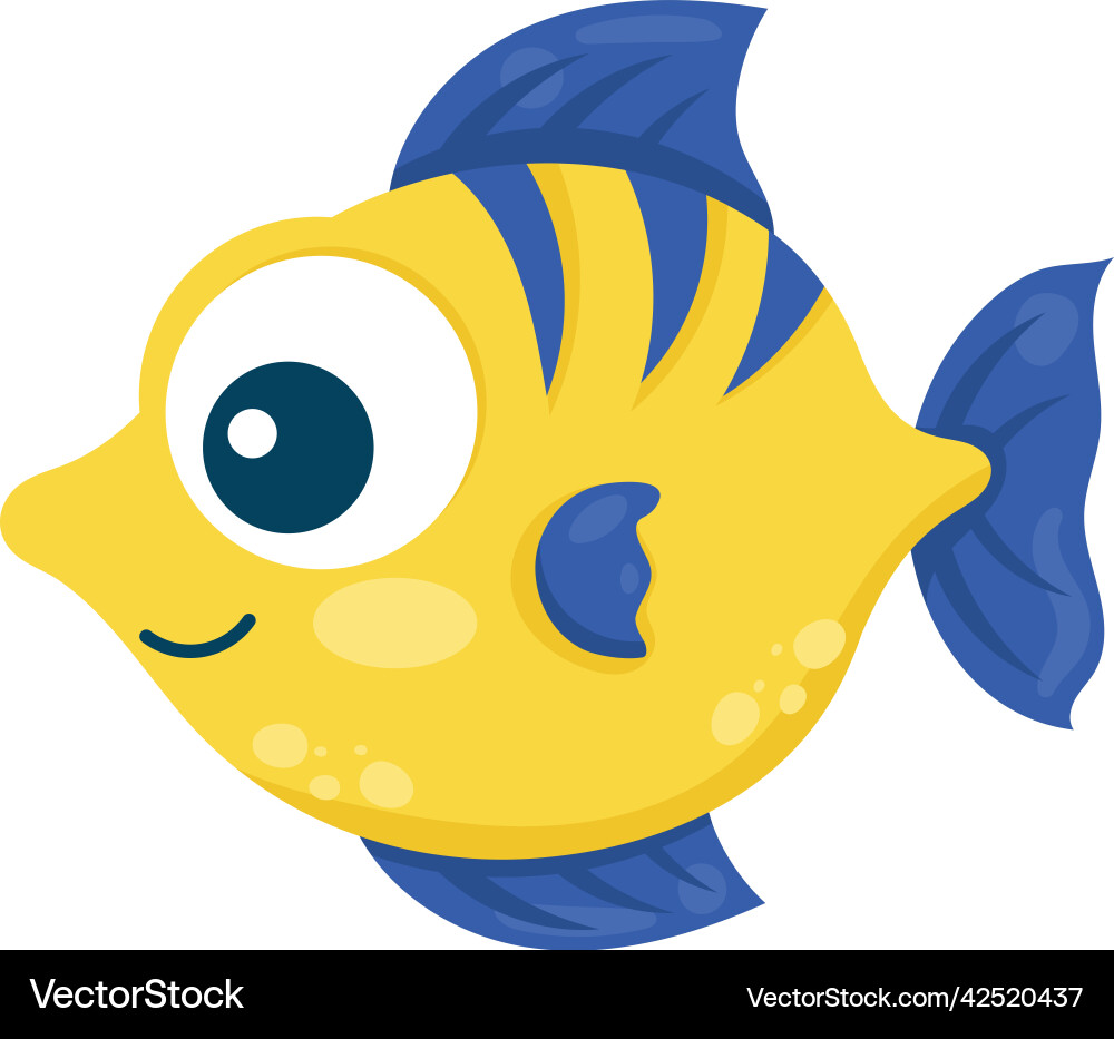 Yellow fish sealife animal Royalty Free Vector Image