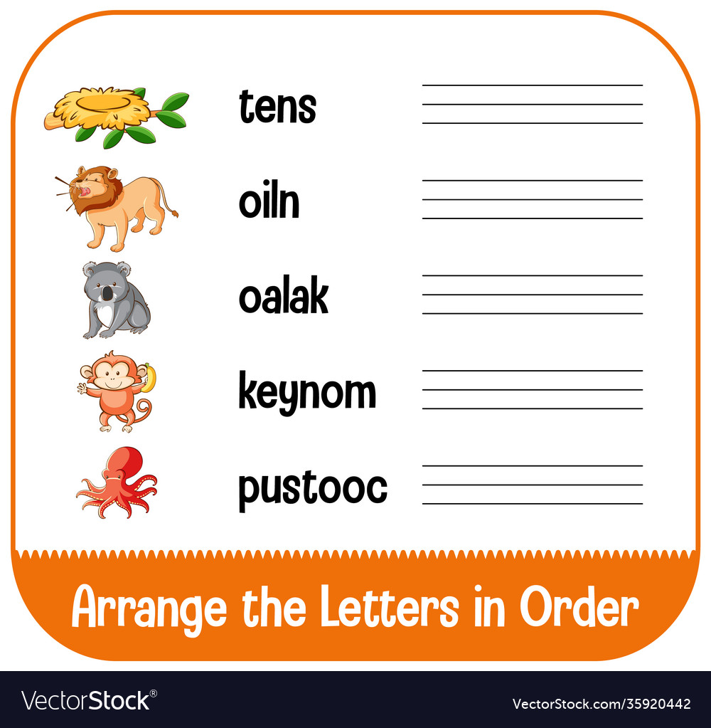 Arrange Letters In Order With Pictures Royalty Free Vector
