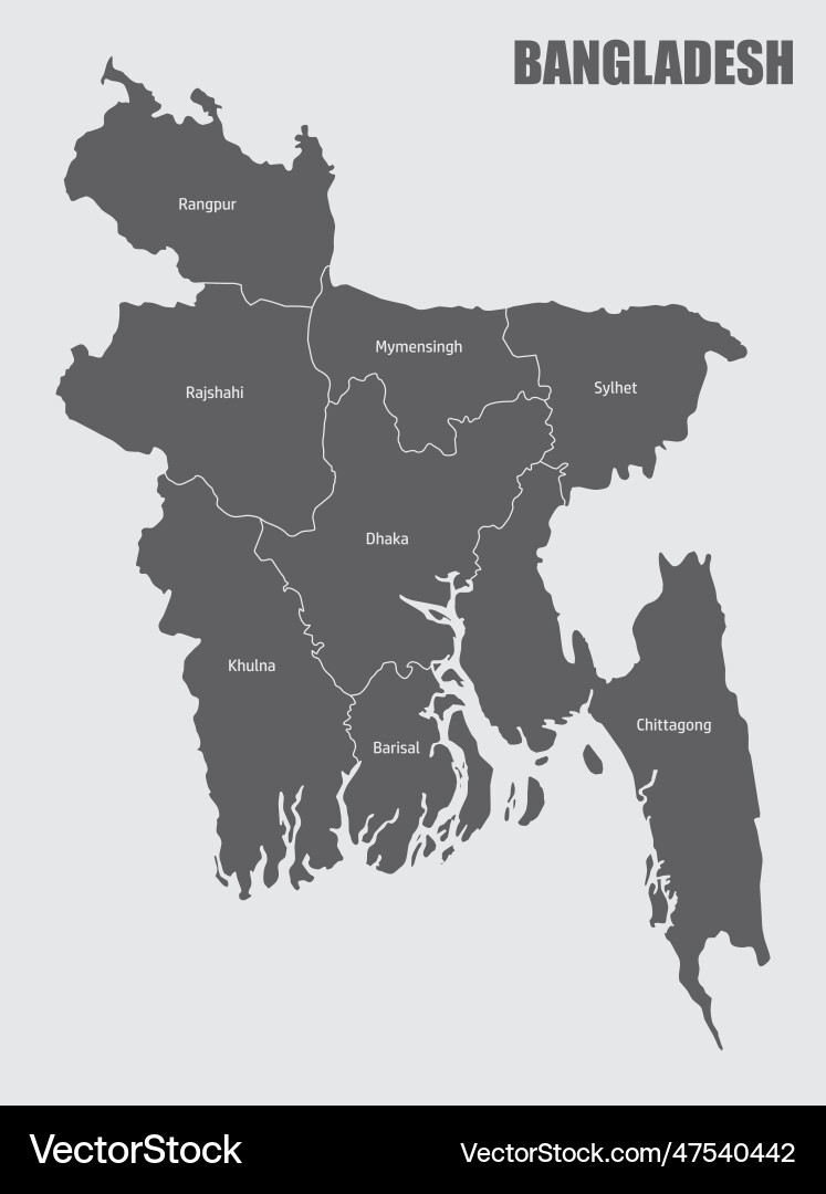 Bangladesh administrative map Royalty Free Vector Image