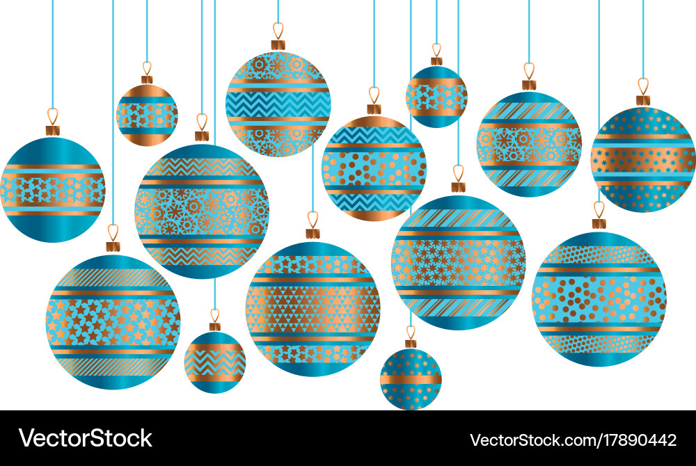 Blue and gold christmas bauble decor Royalty Free Vector
