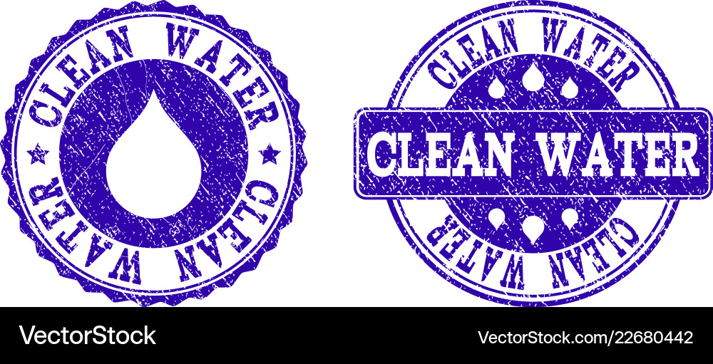 Clean water grunge stamp seals Royalty Free Vector Image
