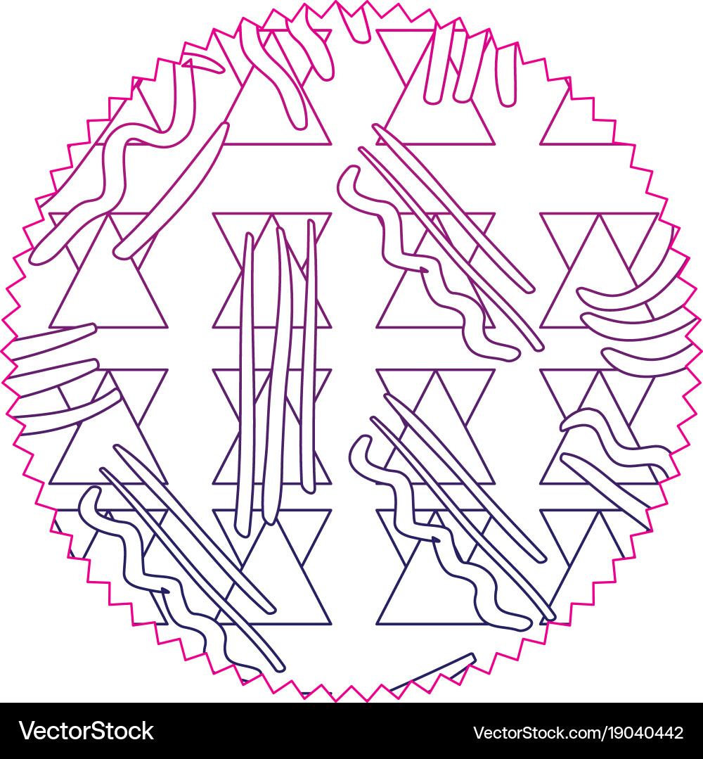 Color line circle with geometric memphis style Vector Image