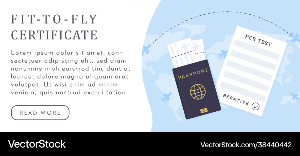 Concept travelling with fit to fly certificate Vector Image
