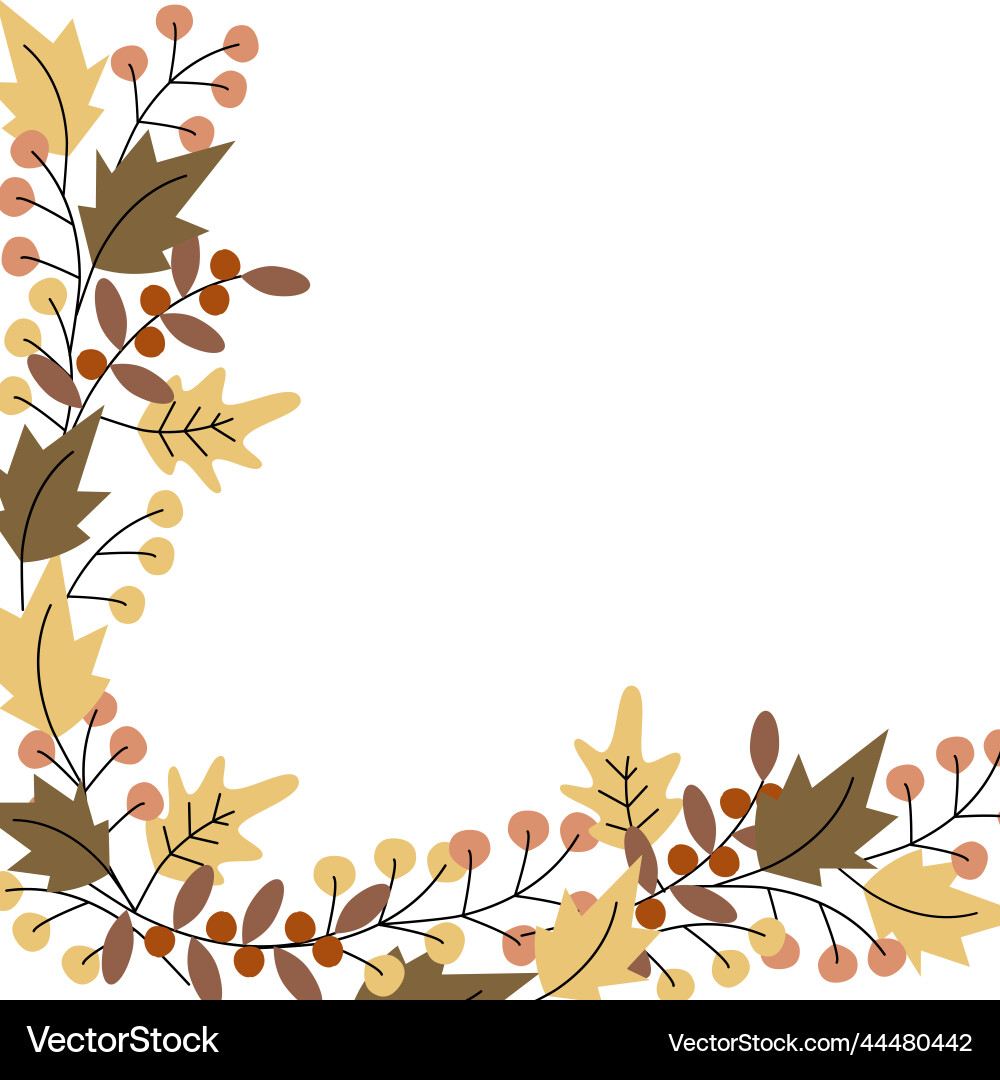 Corner frame border from autumn plants in trendy Vector Image