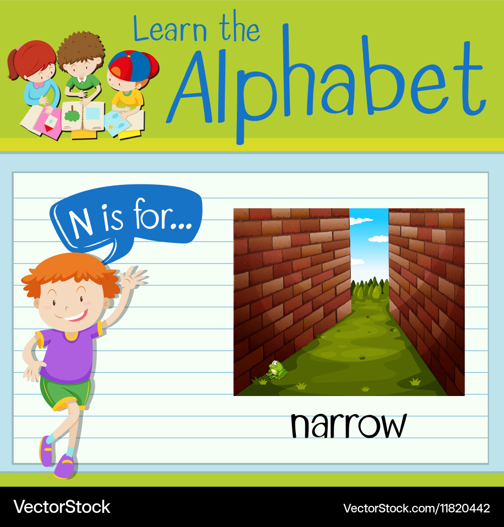 Flashcard letter N is for narrow Royalty Free Vector Image