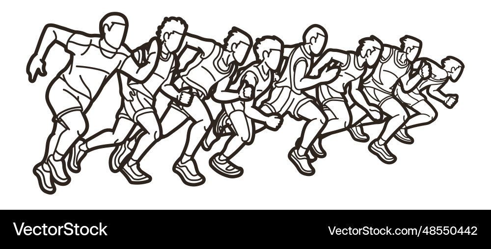 Group of runner action start running men run Vector Image