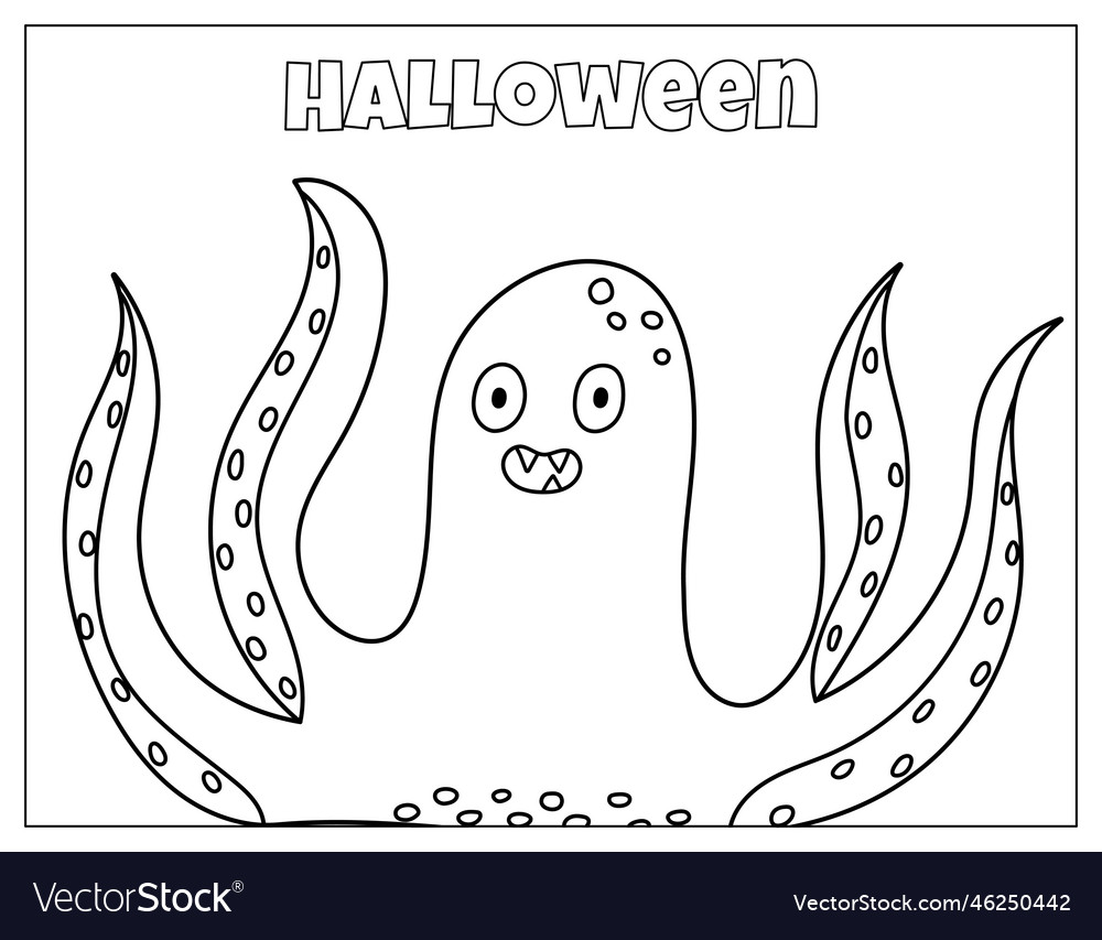 Halloween coloring page with creepy monster Vector Image