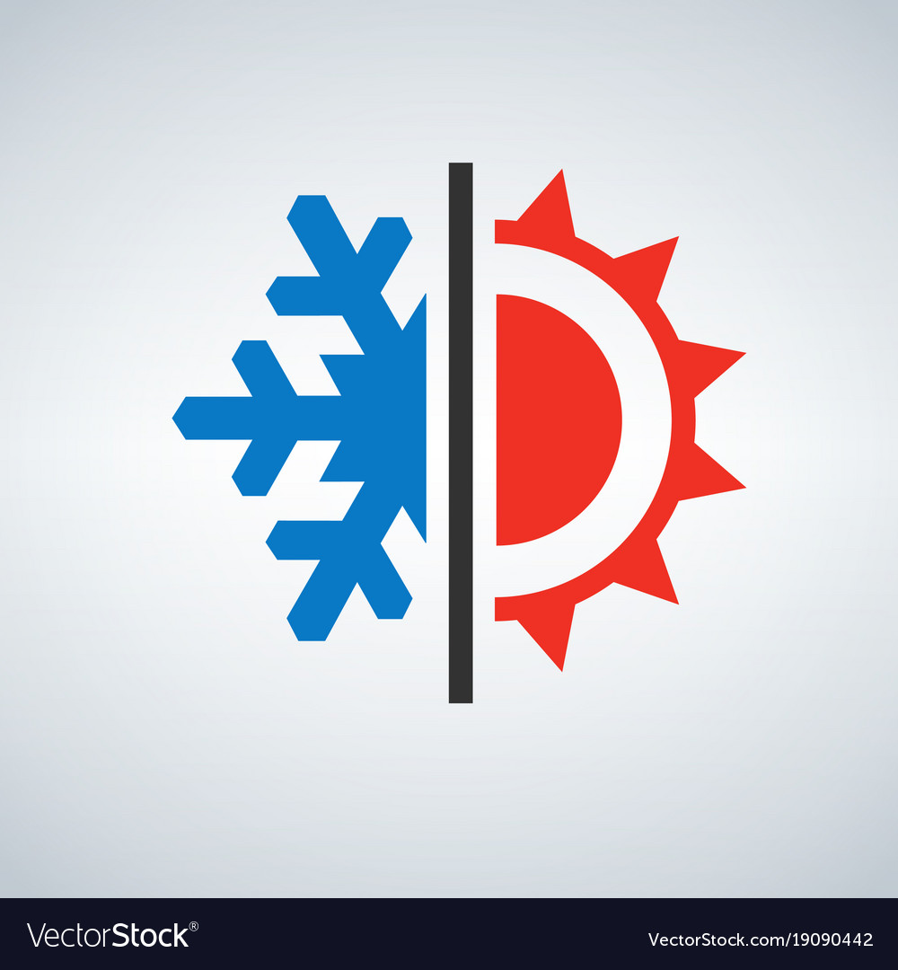 Hot and cold symbol sun and snowflake Royalty Free Vector Hot and cold symbol sun and snowflake Royalty Free Vector