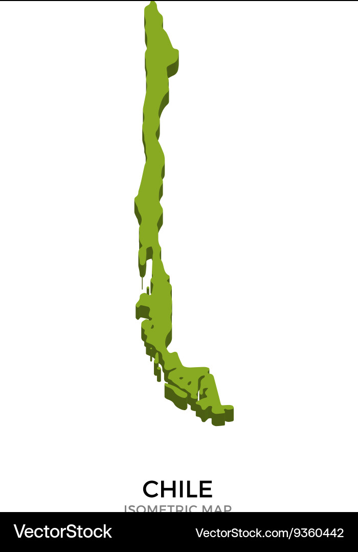 Isometric map of chile detailed Royalty Free Vector Image