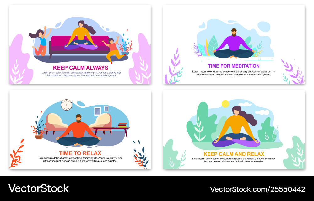 Keep calm always time for meditation relax banner Vector Image