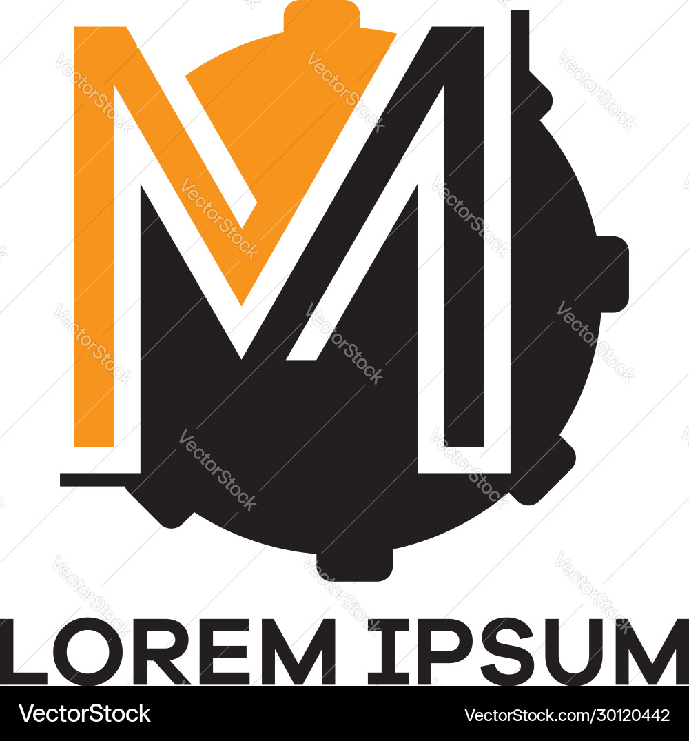 M letter logo design letter in gear shape Vector Image