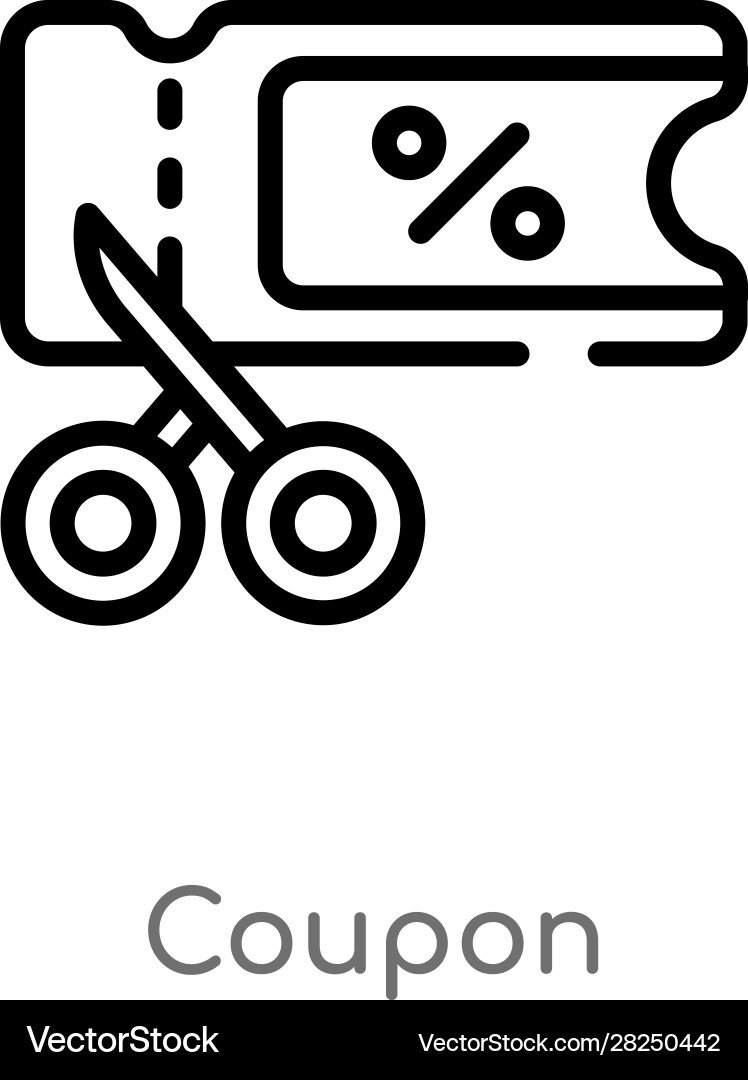 Outline coupon icon isolated black simple line Vector Image