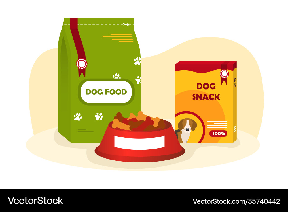 Packs various dog food Royalty Free Vector Image